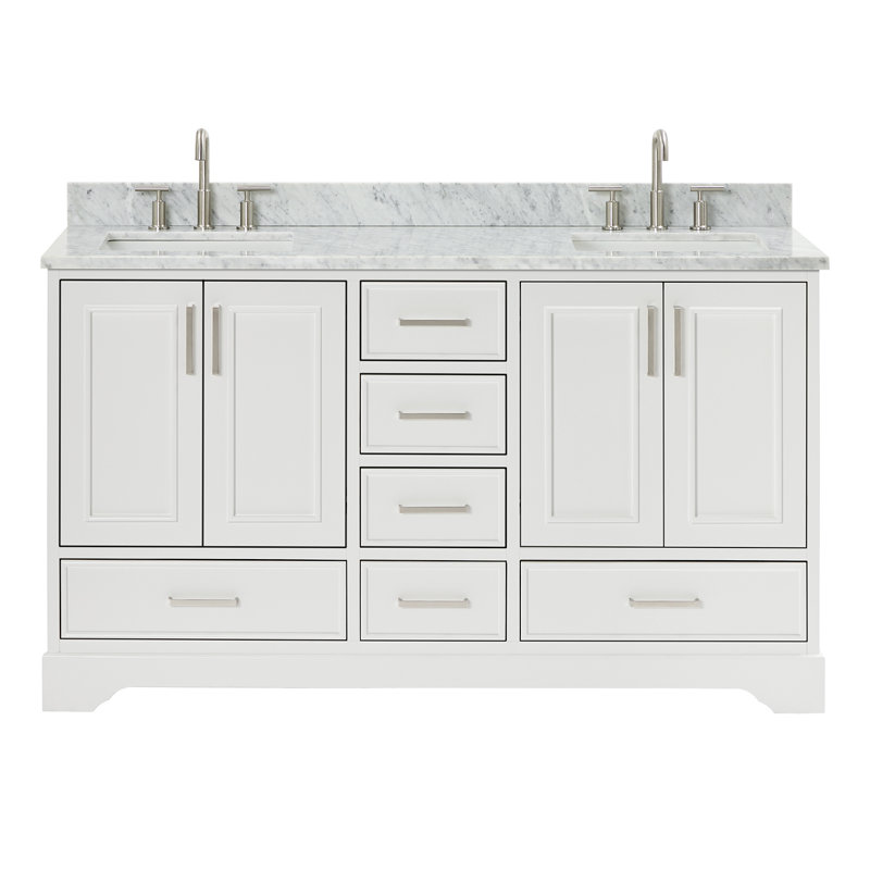 Winston Porter Peighten 61 Double Bathroom Vanity With Carrara Marble